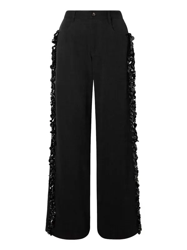 DIOTIMA Burro Embellished Wide-leg Jeans - Black