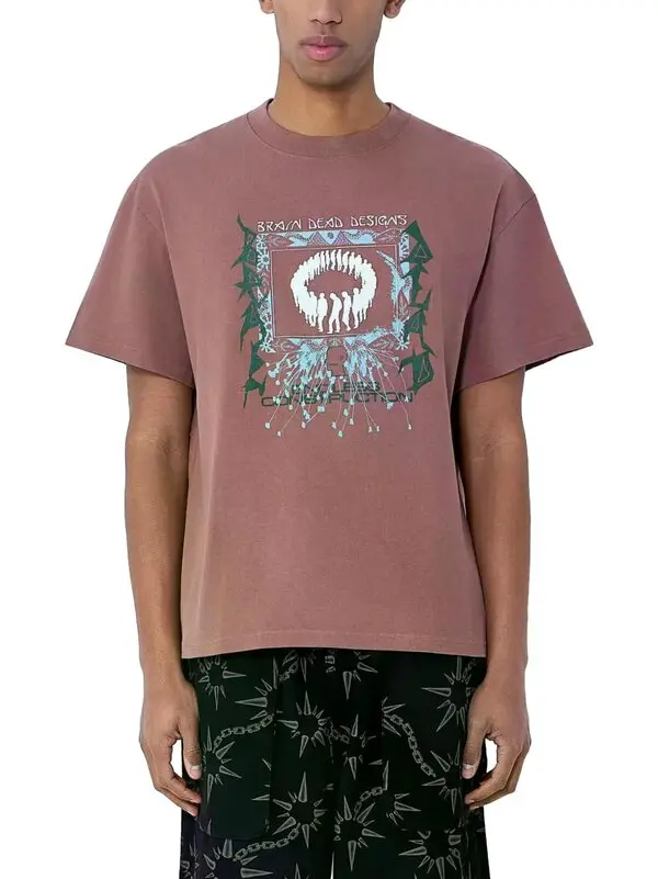 BRAIN DEAD Graphic-print Crew-neck T-shirt - Brown