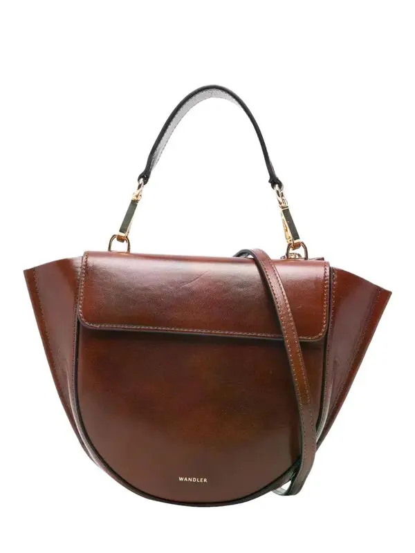 WANDLER Mini Hortansia Flap Top Handle Tote Bag - Brown