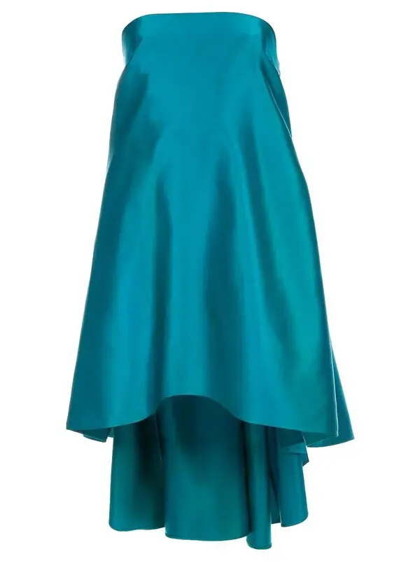 JIL SANDER Silk Strapless Dress With Cape Detail - Blue