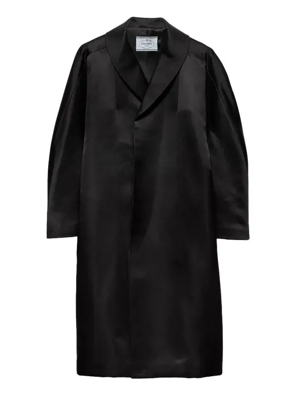 Prada Single-breasted Double Satin Coat - Black