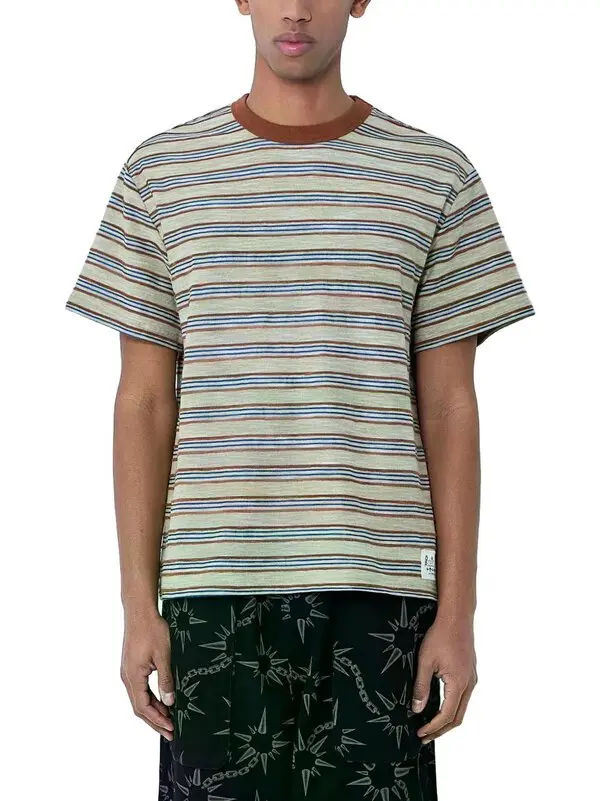 BRAIN DEAD Striped Crew-neck T-shirt - Neutrals
