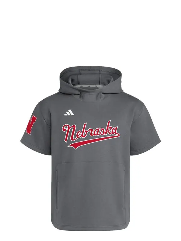 Adidas Nebraska Cornhuskers Dugout Short Sleeve Hoodie - Team Dark Grey / White / Ncaa-neb-7t8