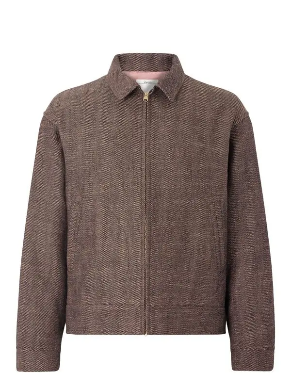 Visvim Strato Leather-trimmed Linen And Wool-blend Twill Jacket - Brown