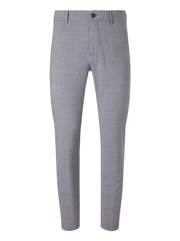 Eleventy Slim-fit Tapered Stretch-wool Flannel Trousers - Gray