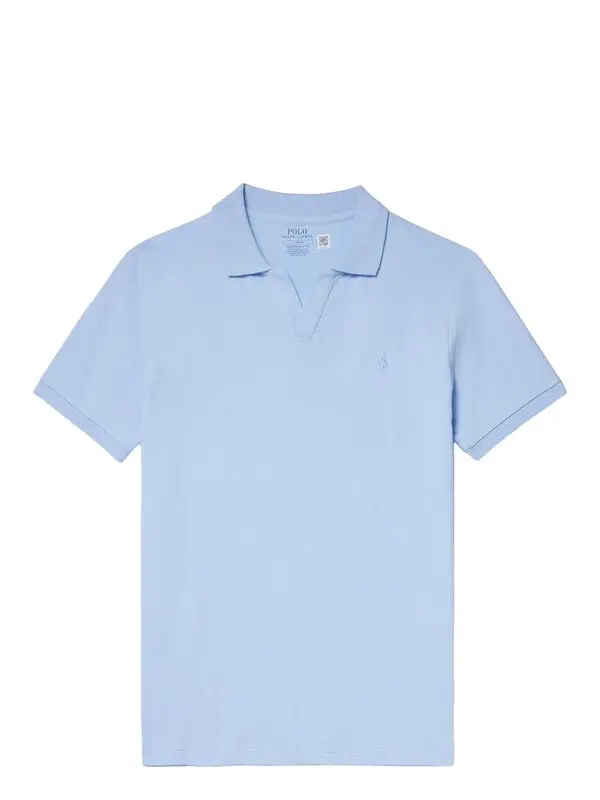 Polo Ralph Lauren Open-collar Logo-embroidered Cotton-blend Piqué Polo Shirt - Blue