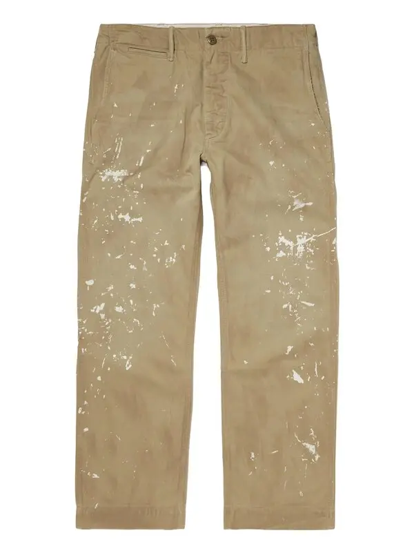 Ralph Lauren Straight-leg Distressed Cotton-twill Pants - Green
