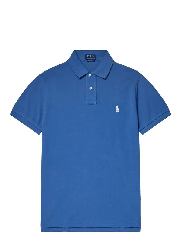 Polo Ralph Lauren Logo-embroidered Cotton-piqué Polo Shirt - Blue