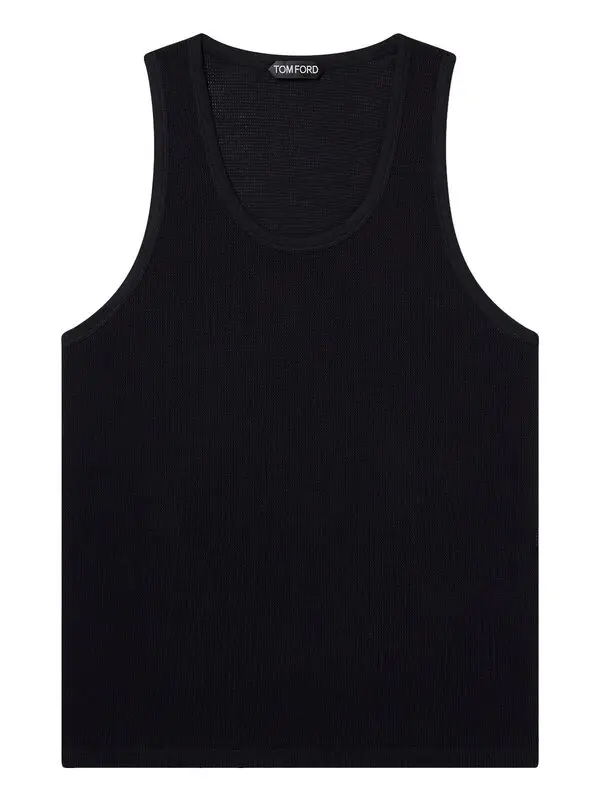 TOM FORD Open-knit Cotton Tank Top - Black