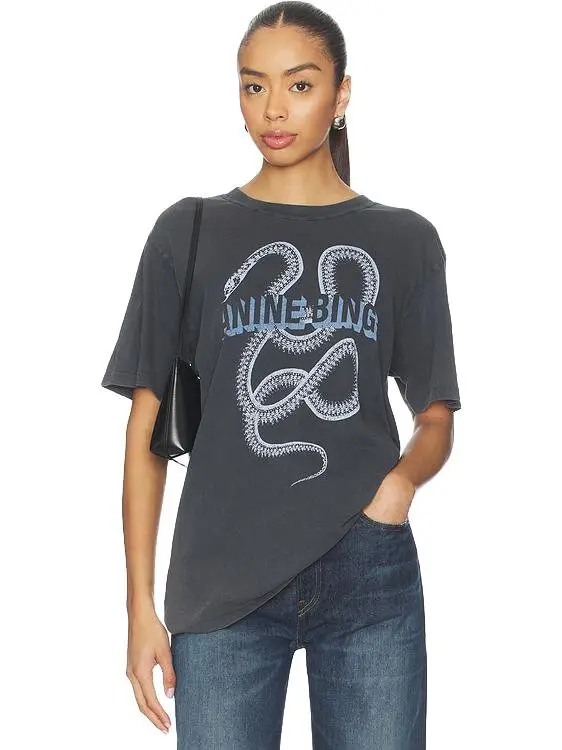 ANINE BING Lili Tee Snake - Washed Black