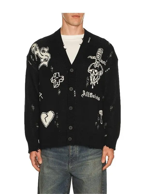 ALLSAINTS Caledon Cardigan - Black & Chalk White