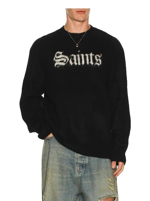 ALLSAINTS Saints Crew Sweater - Black & Chalk White