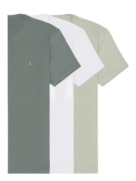 ALLSAINTS Brace Crew 3 Pack Tee In Blue,white - Green  Nordic  & White