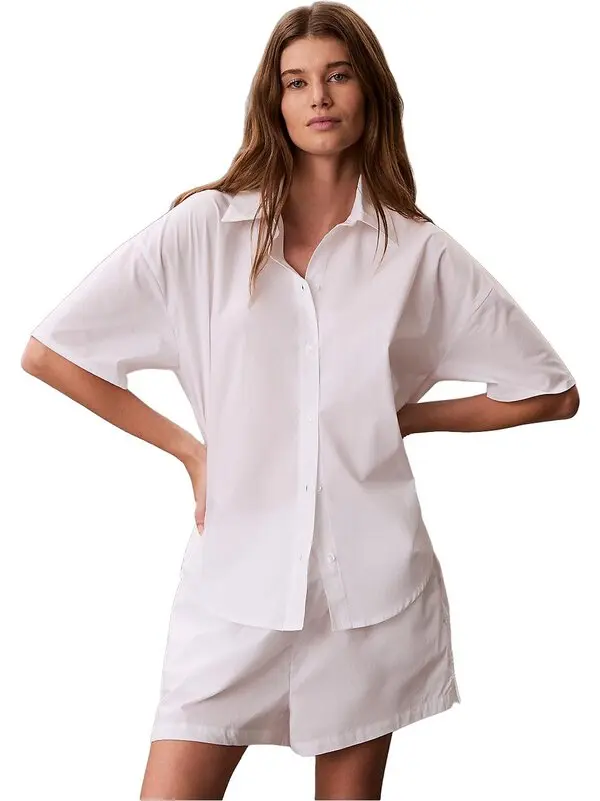 Calvin Klein Cotton Poplin Relaxed Fit Shirt - Classic White