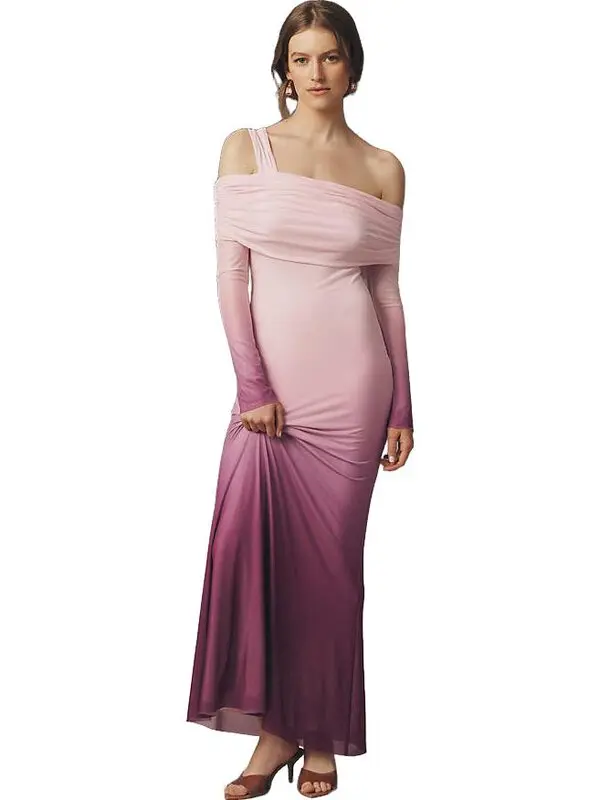 AFRM Tina Mesh Off-shoulder Maxi Dress - Mauve Ombre