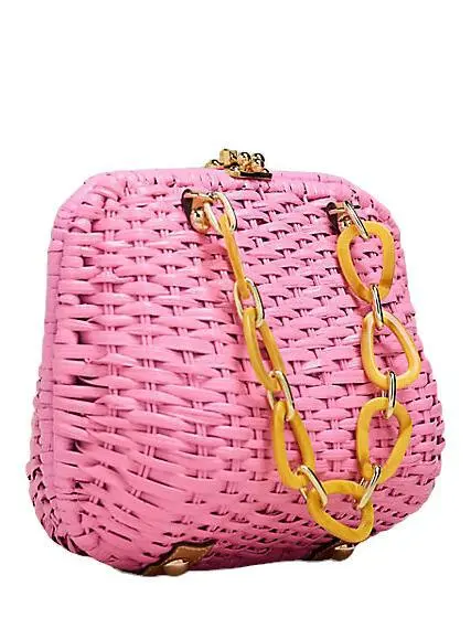 FRANCES VALENTINE Hen Wicker Basket Clutch - Pink