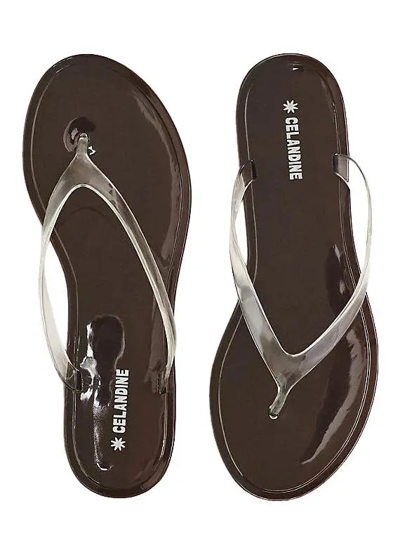 CELANDINE Jelly Flip Flops - Clear/brown