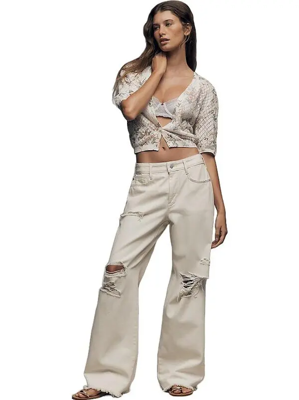 PILCRO Distressed Slim Slouch Jeans - Star White