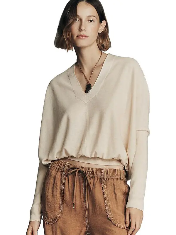Anthropologie Wool Pullover Sweater - Heathered Oatmeal