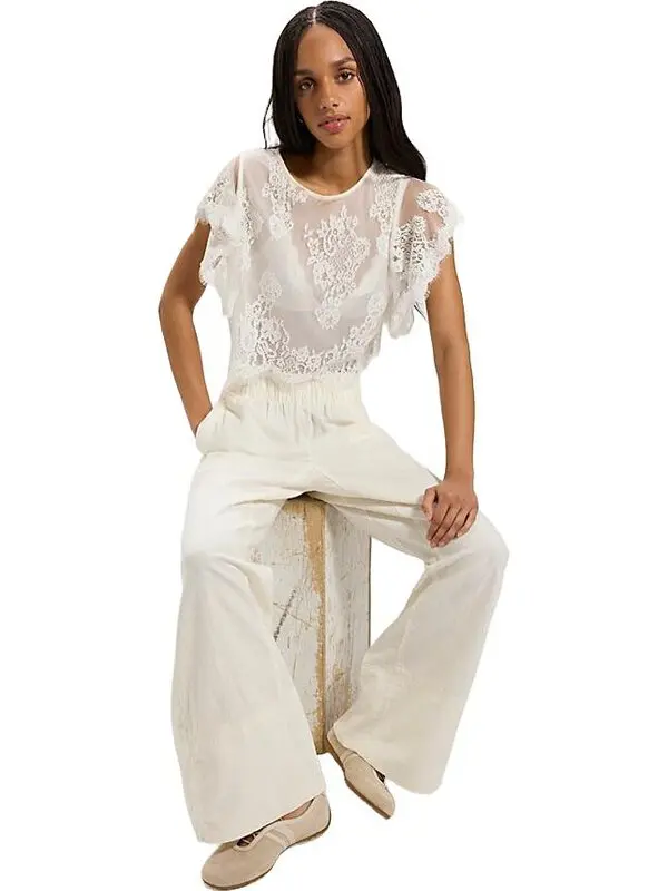 Free People Day's End Cotton-linen Pants - Clean Ivory
