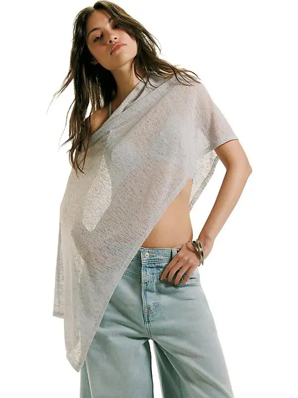 Free People Maggie Everyday Poncho - Light Blue