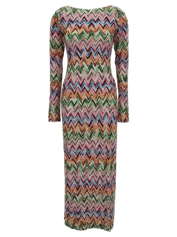 Missoni Long-sleeved Cover-up Dress With Zigzag Pattern - Multicolor