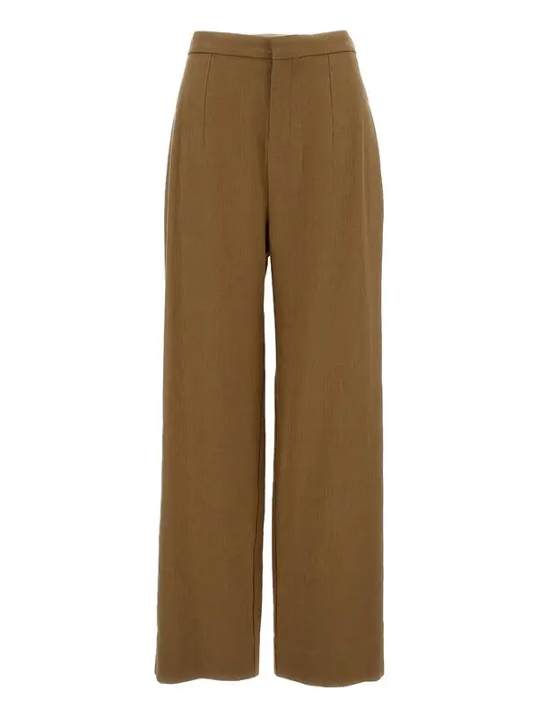 MAISON JEJIA Linen Blend Wide Leg Trousers - Beige