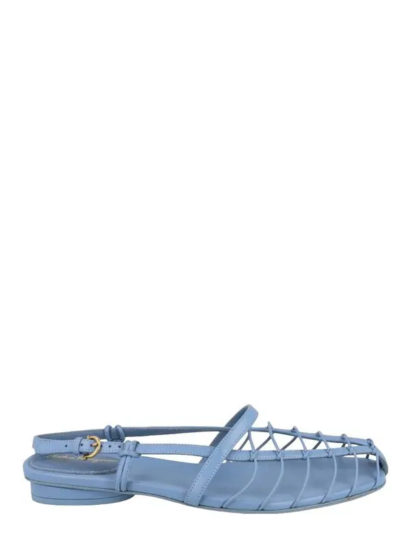 FERRAGAMO Shay 10 Caged Slingback Sandals - Light Blue