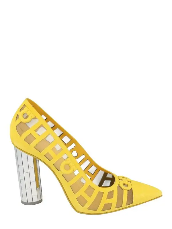 FERRAGAMO Florise X5 Suede Pumps - Light Yellow