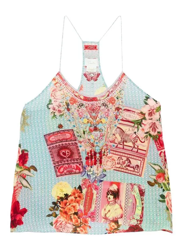 Camilla Papers And Curious Capers T-back Shoestring Top - Blue