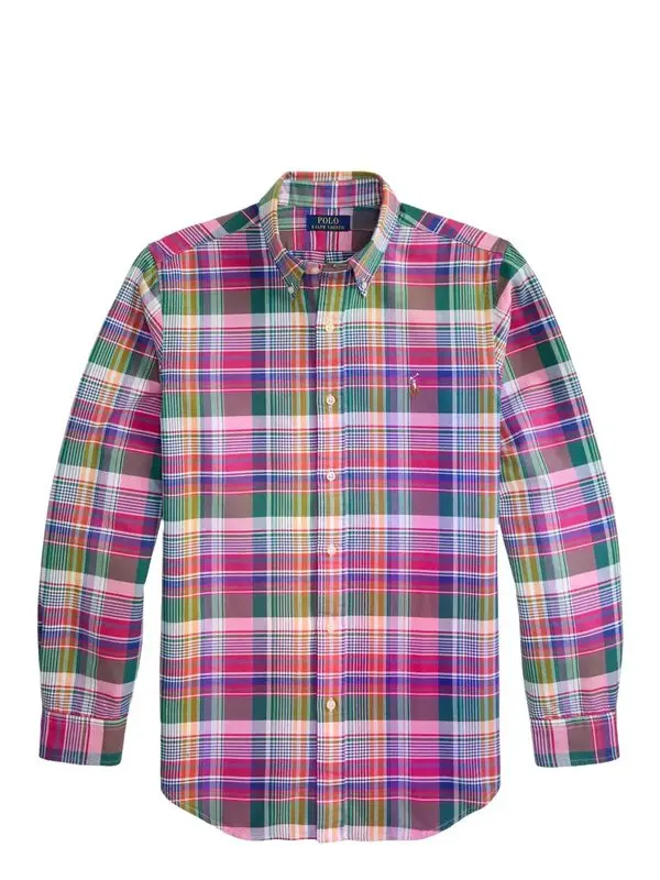Polo Ralph Lauren Plaid-pattern Embroidered-logo Shirt - Pink