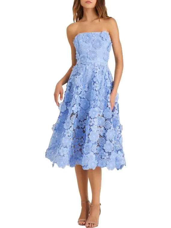 HELSI Florence 3d Floral Embroidered Fit & Flare Cocktail Dress - Baby Blue