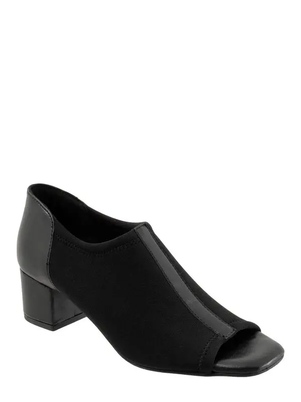 Trotters Lennon Peep Toe Block Heel Pump - Black
