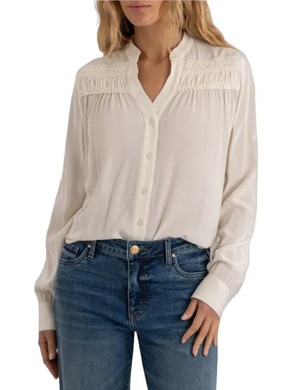 Kut From The Kloth Adrie Lace Trim Top - Ivory
