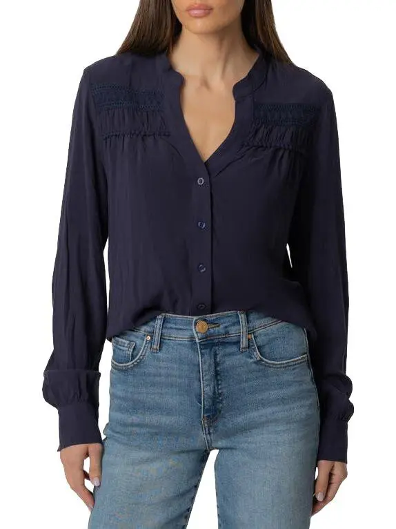 Kut From The Kloth Adrie Lace Trim Top - Navy