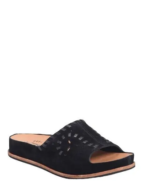 KORK-EASE® Platform Slide Sandal - Black Suede