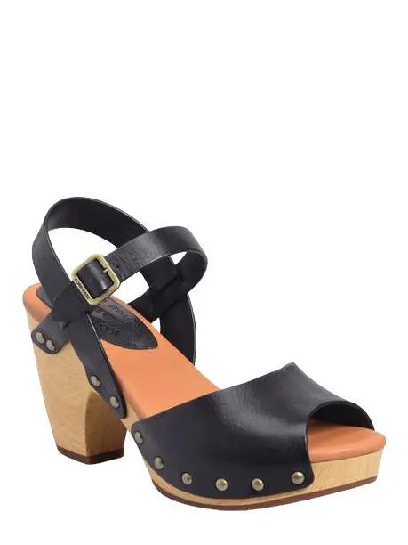 KORK-EASE® Gwen Ankle Strap Platform Sandal - Black Leather