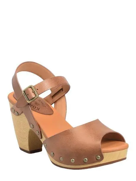 KORK-EASE® Gwen Ankle Strap Platform Sandal - Tan Leather