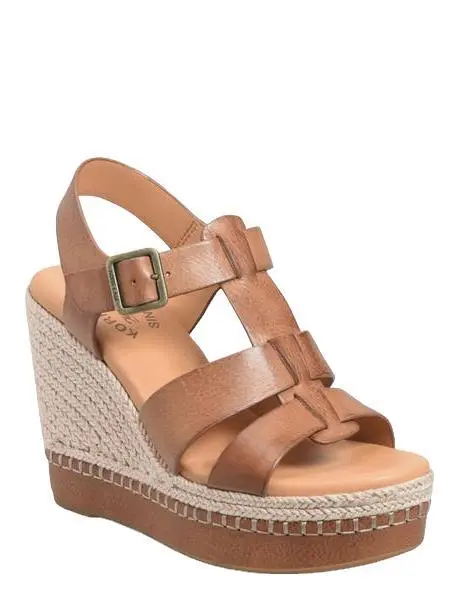 KORK-EASE® Rayleigh Espadrille Slingback Platform Wedge Sandal - Tan Leather