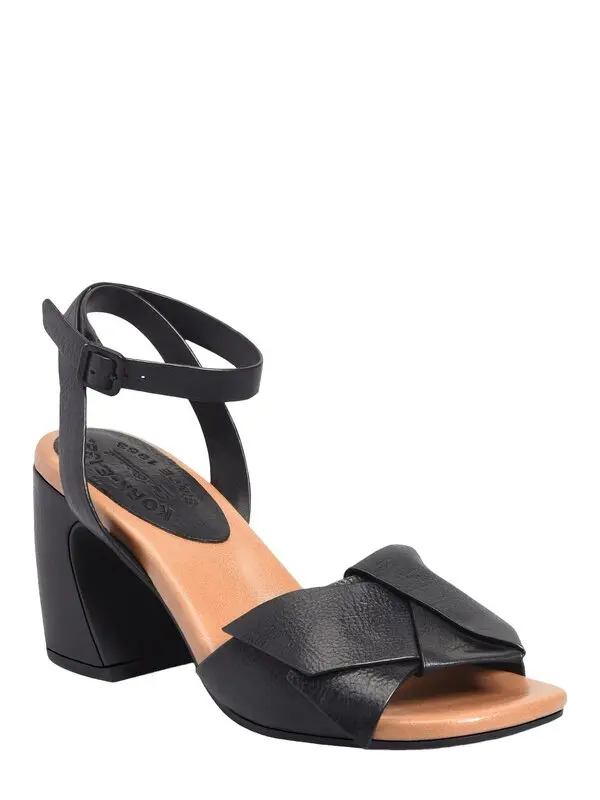 KORK-EASE® Brooke Ankle Strap Sandal - Black Leather