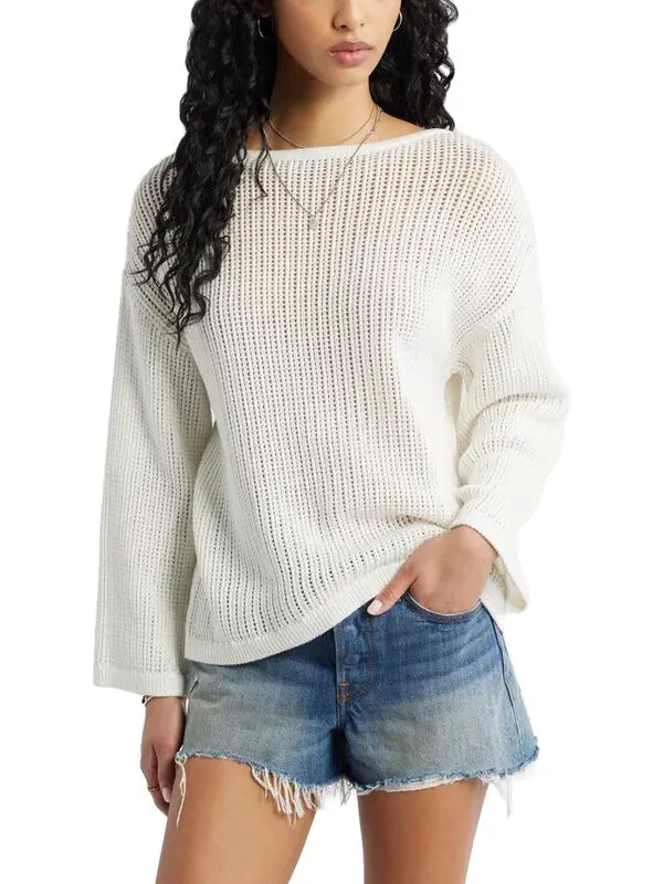 Bp. Cotton Open Stitch Sweater - Ivory