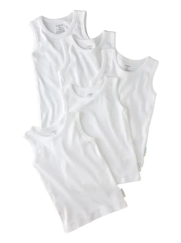 BUTTERBLU Malone Organic Cotton Assorted 5-pack Muscle Tanks - White