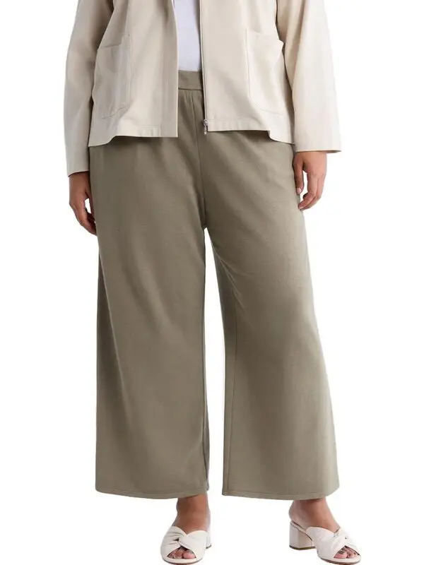 Eileen Fisher Garment Dyed Organic Cotton Terry Wide-leg Pants - Bay Leaf