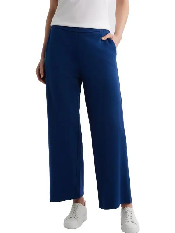 Eileen Fisher Garment Dyed Organic Cotton Terry Wide-leg Pants - Deep Dive