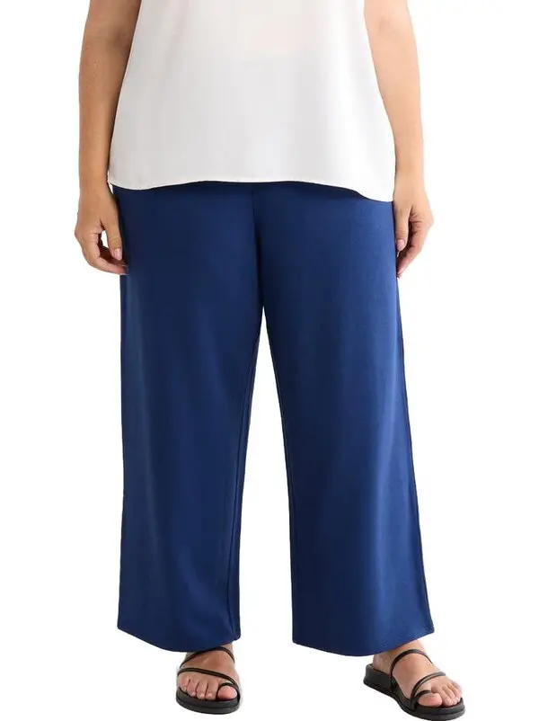 Eileen Fisher Garment Dyed Organic Cotton Terry Wide-leg Pants - Deep Dive