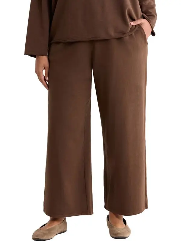 Eileen Fisher Garment Dyed Organic Cotton Terry Wide-leg Pants - Wren