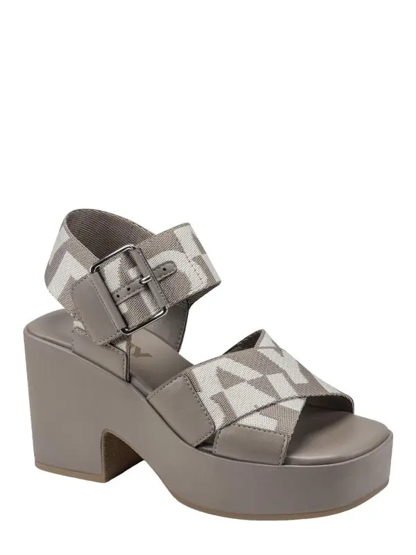 Dkny Ankle Strap Platform Sandal - Mink/natural