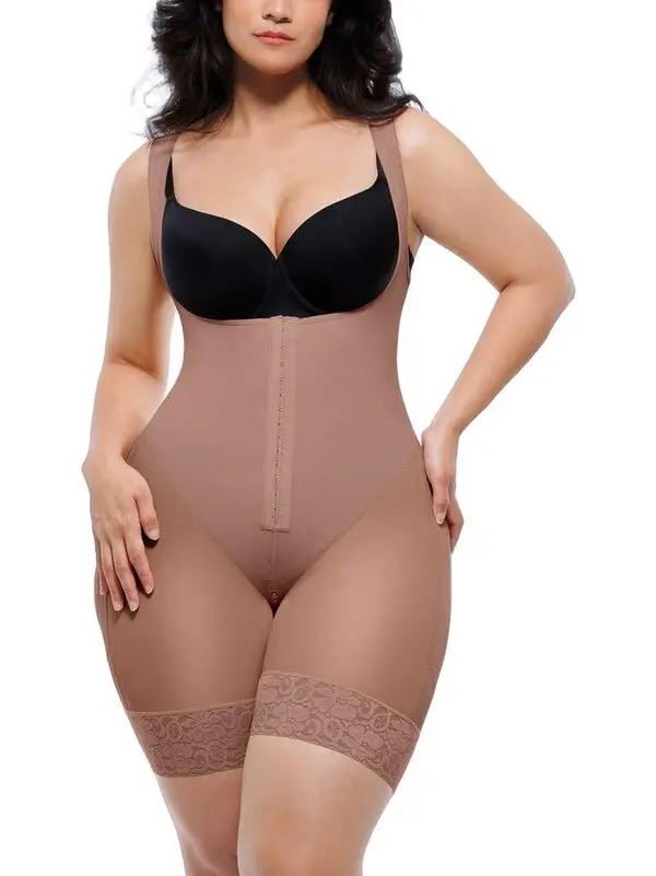 SHAPELLX Extreme Compression Open Bust Bodysuit - Bronze