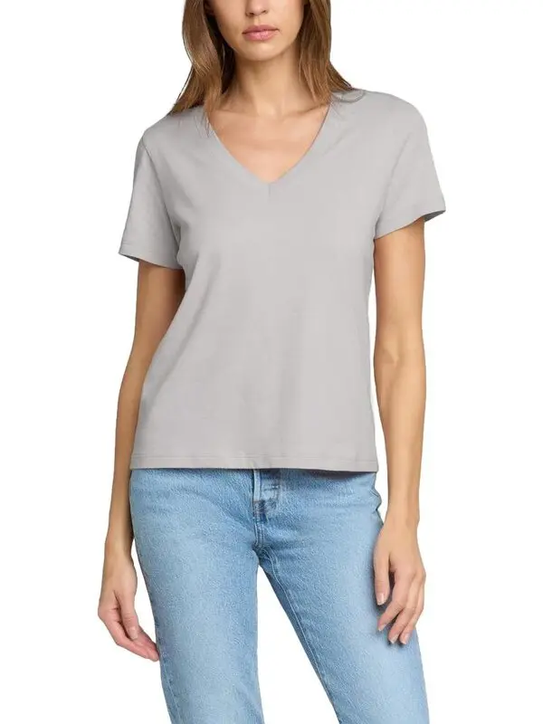 THE STANDARD STITCH Organic Cotton V-neck Tee - Oyster