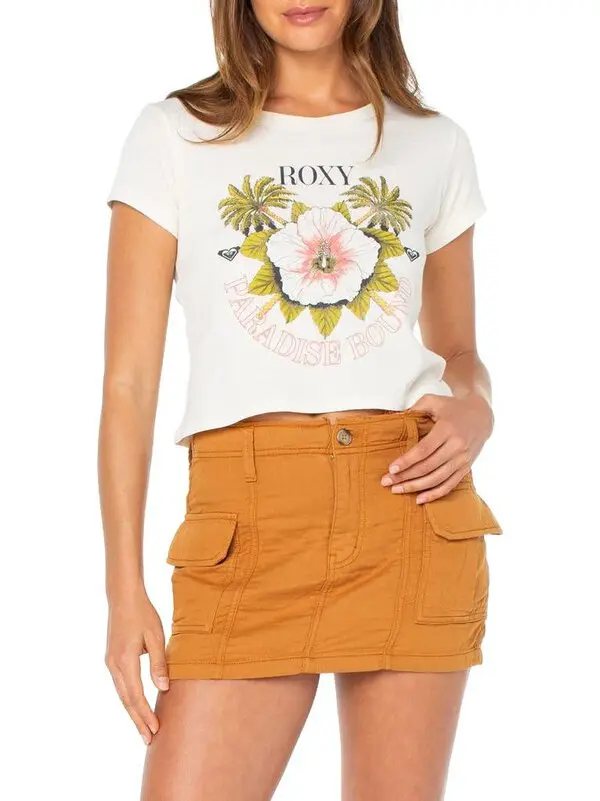 Roxy In Bloom Crop Cotton Graphic T-shirt - Cloud Dancer